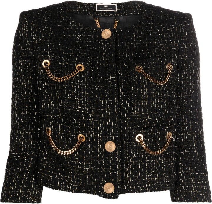 Elisabetta Franchi Tweed Chain-Link Jacket - ShopStyle