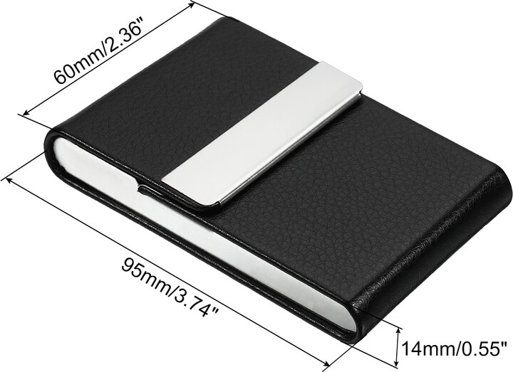 Unique Bargains PU Leather Business Card Holder Flip Slim Pocket Name ...