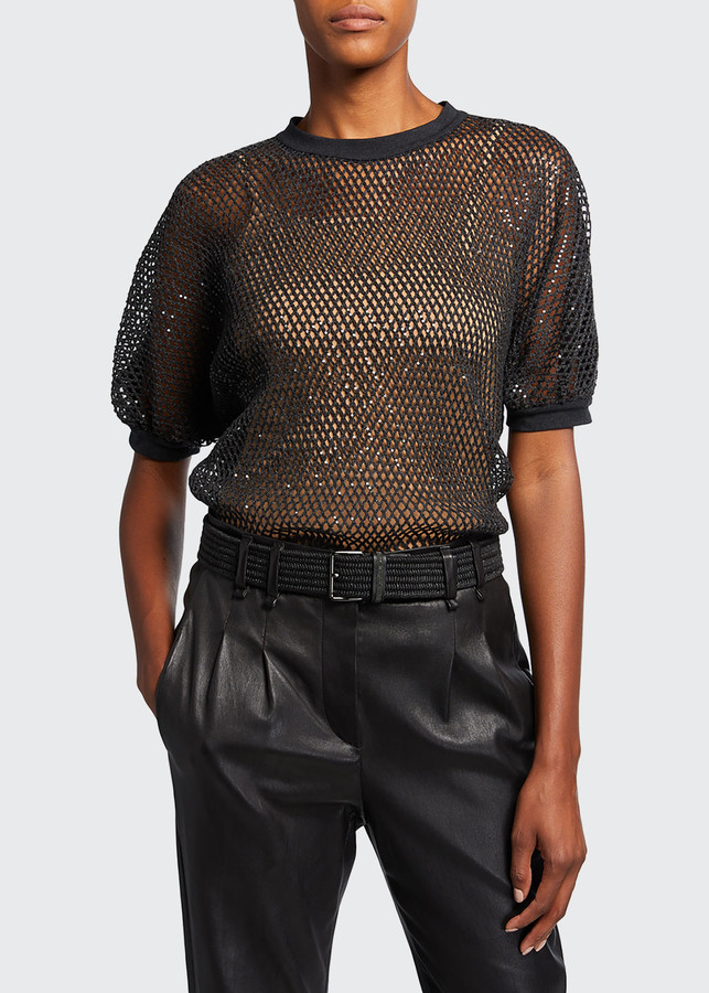 Brunello Cucinelli Embroidered Open-Weave Top - ShopStyle