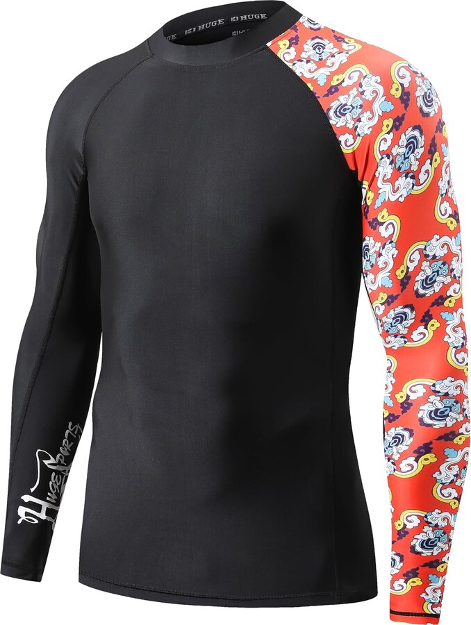 ADOREISM Men's Rash Guard Long Sleeves Splice UPF 50+ BJJ Jiu Jitsu ...