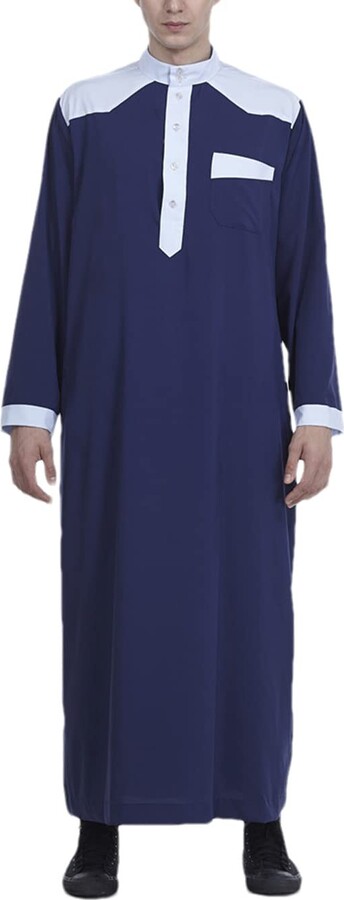 Wjnvfioo Muslim Men Pray Robe Arab Full Sleeve Casual Traditional ...
