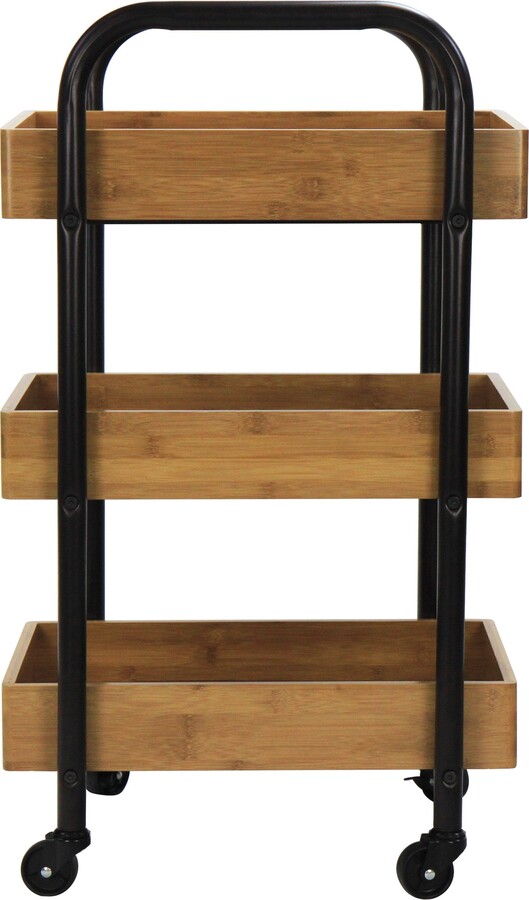 Oceanstar Portable Storage Cart with 3 Easy Removable Bamboo Trays ...