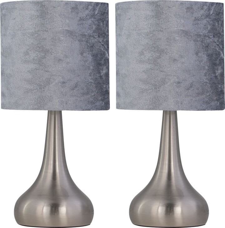 First Choice Lighting Set of 2 Romana - Brushed Chrome Touch Operated ...