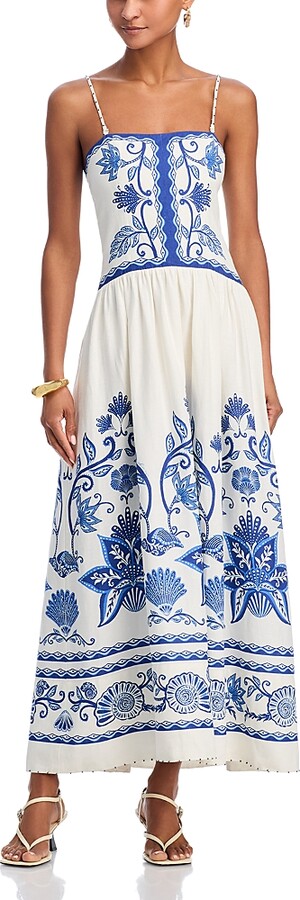 Farm Rio Shell Garden Sleeveless Midi Dress - ShopStyle