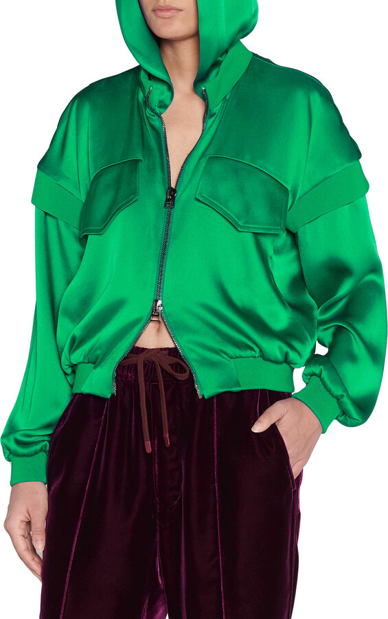 Tom Ford Inset-Shoulder Satin Zip-Up Hoodie - ShopStyle Casual Jackets