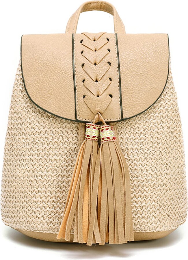 NICOLE & DORIS Women Straw Backpack Woven Backpacks Handbag Boho ...