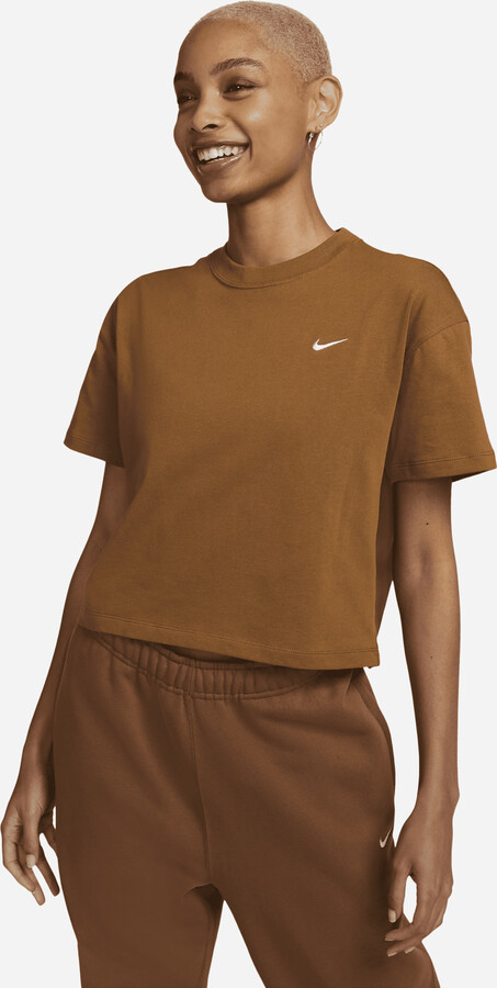 Nike Women's Solo Swoosh T-Shirt in Brown - ShopStyle Activewear Tops