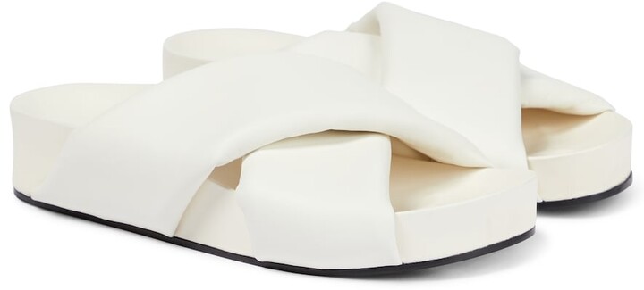 Jil Sander Padded leather slides - ShopStyle