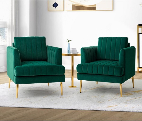 Art of Living Designs Set of 2 Tyndaridae Armchair with Channel-tufted ...