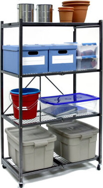 Origami 4 Tier Multipurpose Folding Storage Organizing Rack with Wheels ...