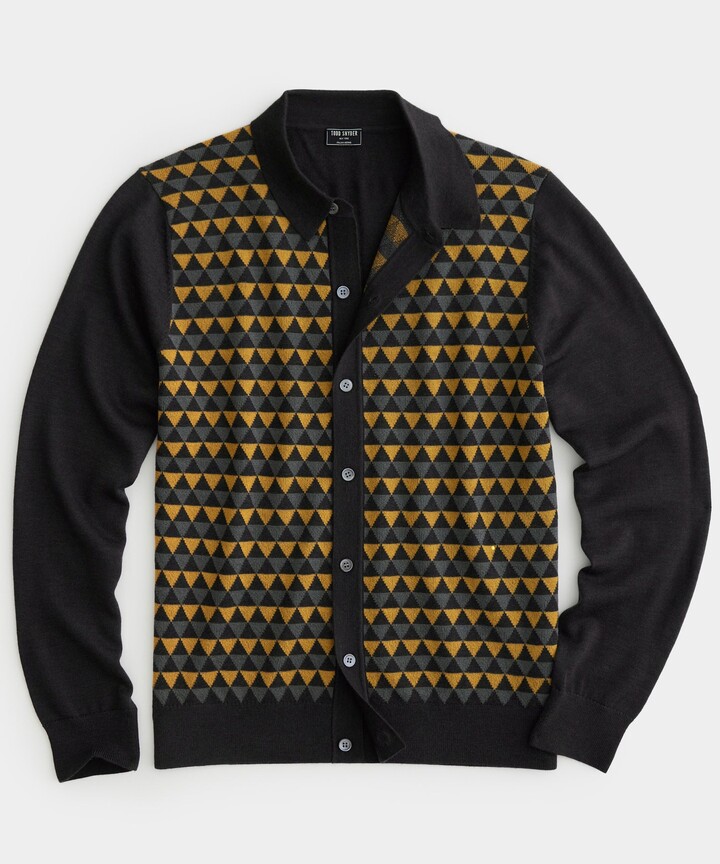 Todd Snyder The Triangle Geo Full Placket Polo in Golden Brass - ShopStyle