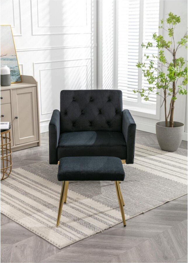Simplie Fun Velvet Accent Chair With Adjustable Armrests And Backrest ...