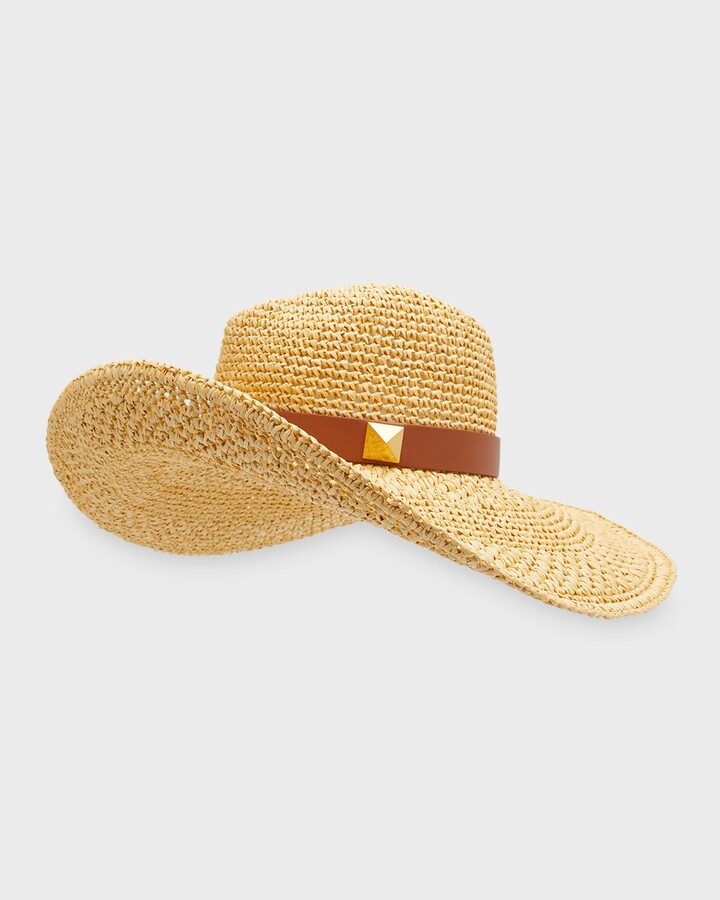 Valentino Garavani Roman Stud Crochet Wide Brim Fedora - ShopStyle Hats