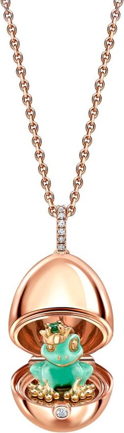 Faberge Rose Gold, Diamond And Emerald Essence Frog Necklace - ShopStyle