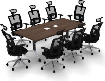 The Twillery Co. Albin 8 Person Conference Meeting Table with 8 Chairs ...