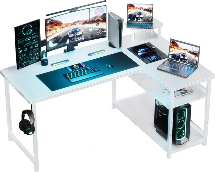 GTRACING Gaming Desk L Shaped Desk Carbon Fiber Style Computer Desks ...