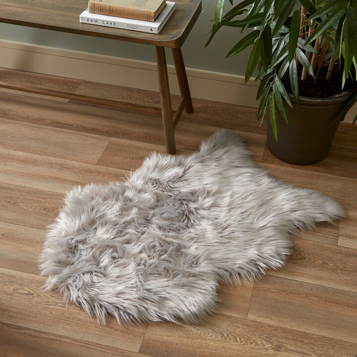 Dunelm Faux Sheepskin Pelt Rug Silver - ShopStyle
