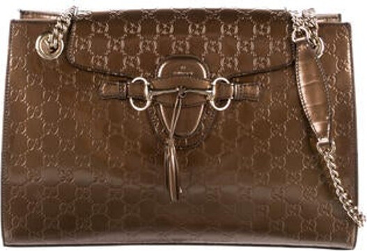 Gucci Large Patent Signature Emily Chain Shoulder Bag - ShopStyle