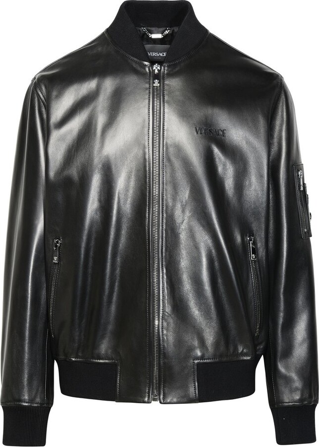 Versace Logo-Embroidered Zipped Jacket - ShopStyle