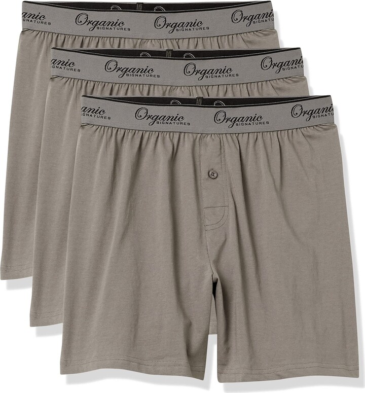 Organic Signatures Men's Classic Cotton Knit Boxers (3-Pack) - Grey - L ...