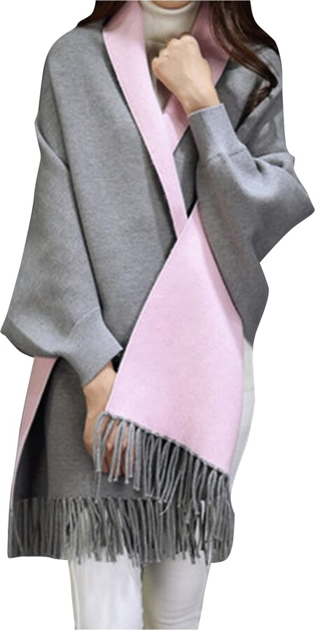 Dawwoti Knitted Ruana Shawls Wraps with Sleeve Ladies Thick Warm ...