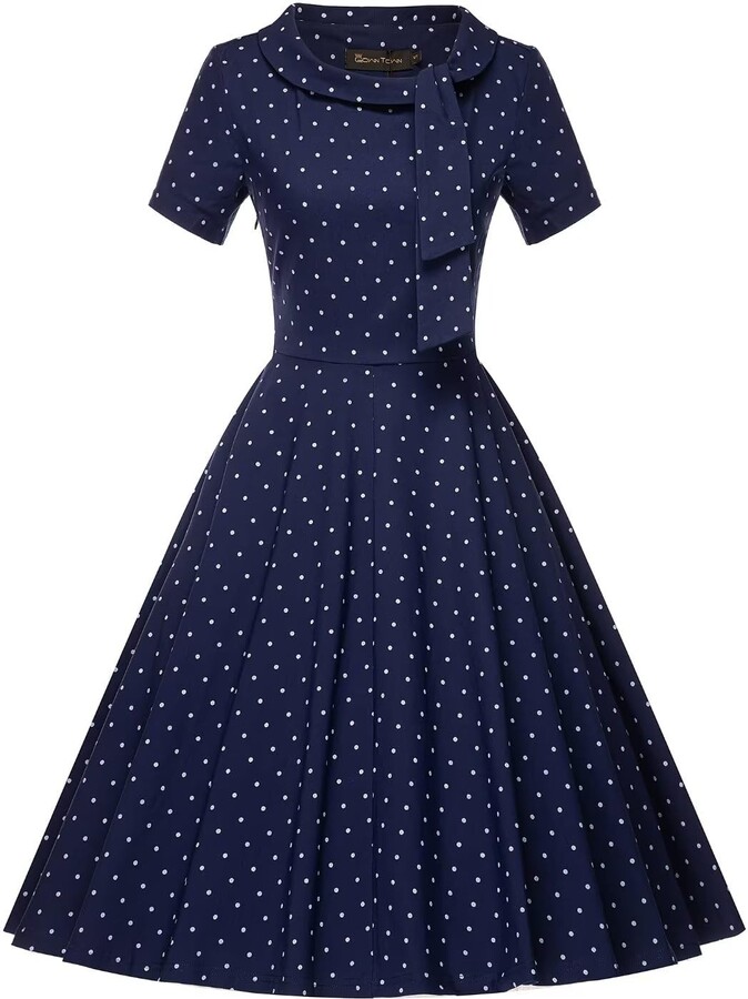 GownTown 1950s Retro Vintage Party Swing Dress with Pockets - ShopStyle