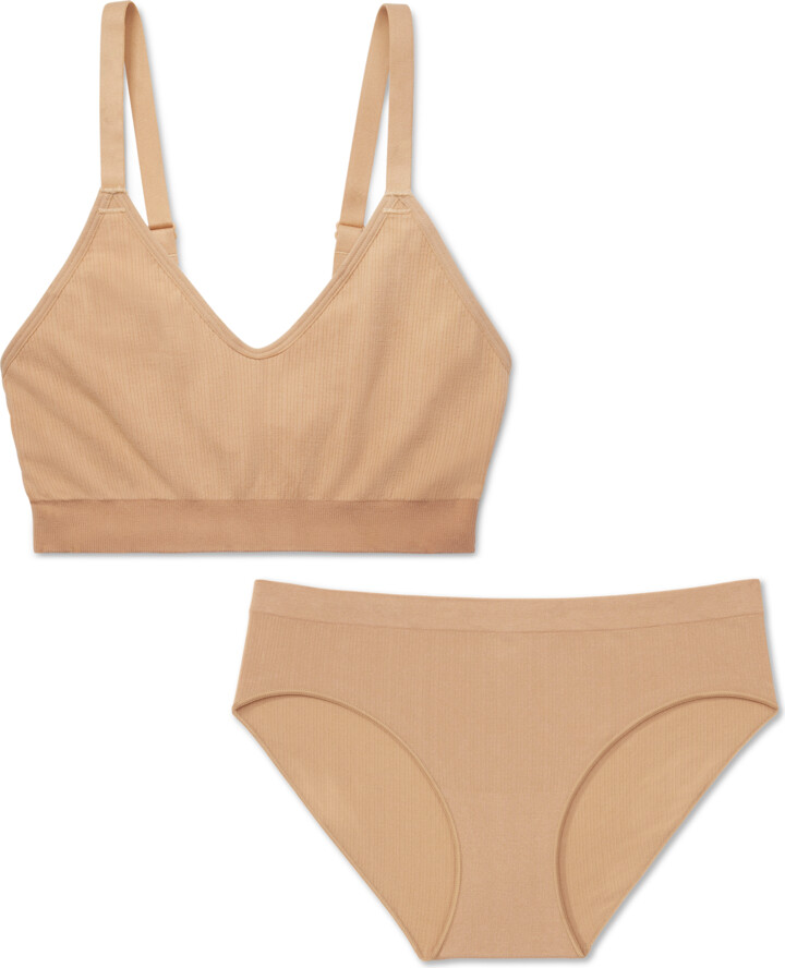 Bombas Women's Ribbed Seamless Bralette + Hipster Underwear ...