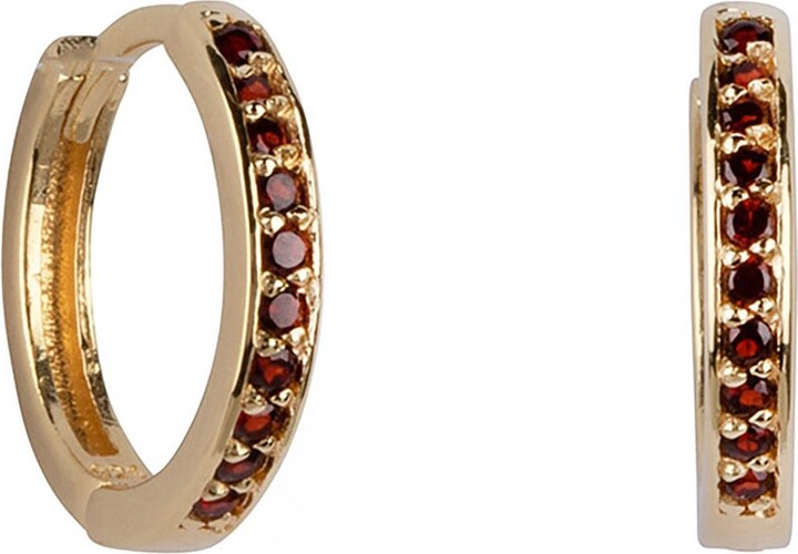 Ana Dyla Women's Gold Odyssey Garnet Hoops - ShopStyle Earrings
