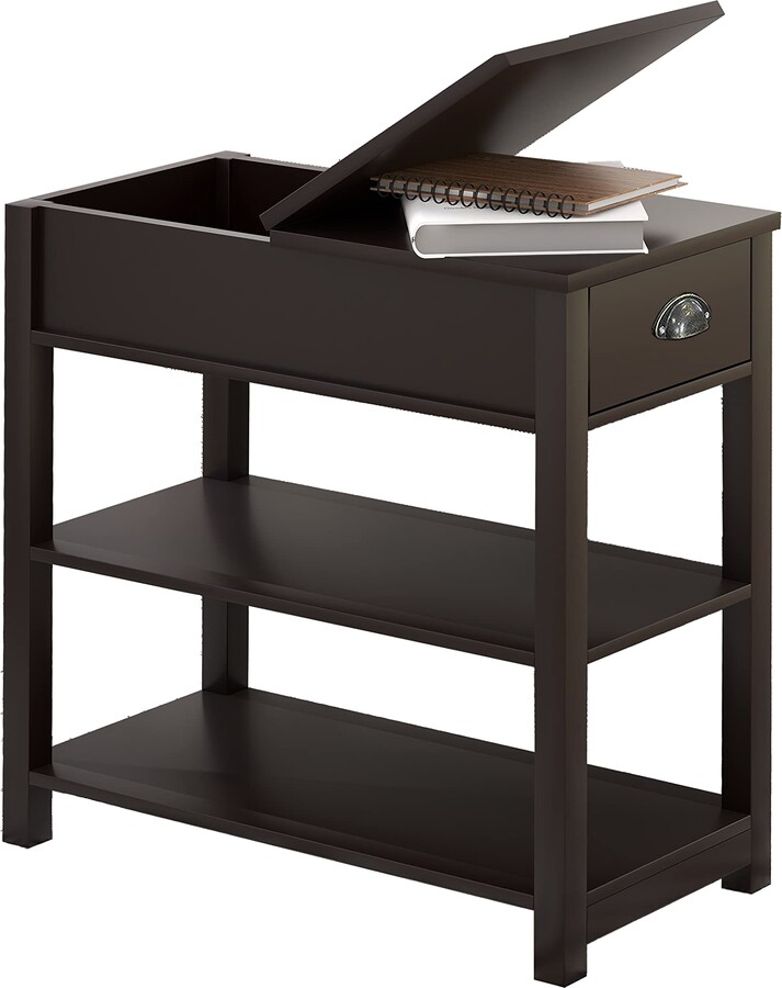 MIRACOL Flip Top Side Table - Wood Small Corner Narrow Sided End with ...