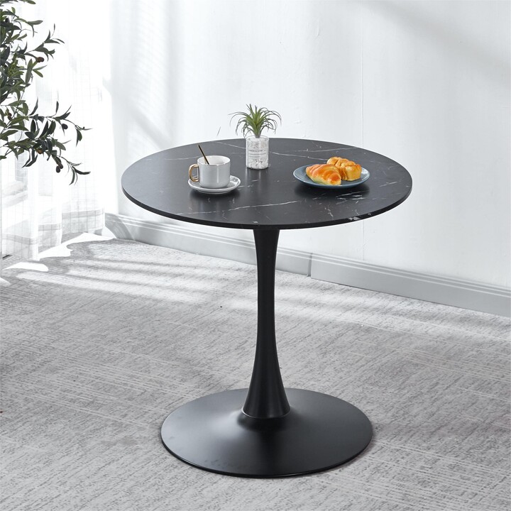 BQBNVV 31.5" Black Tulip Dining Table for 2-4 People with Pedestal Base ...