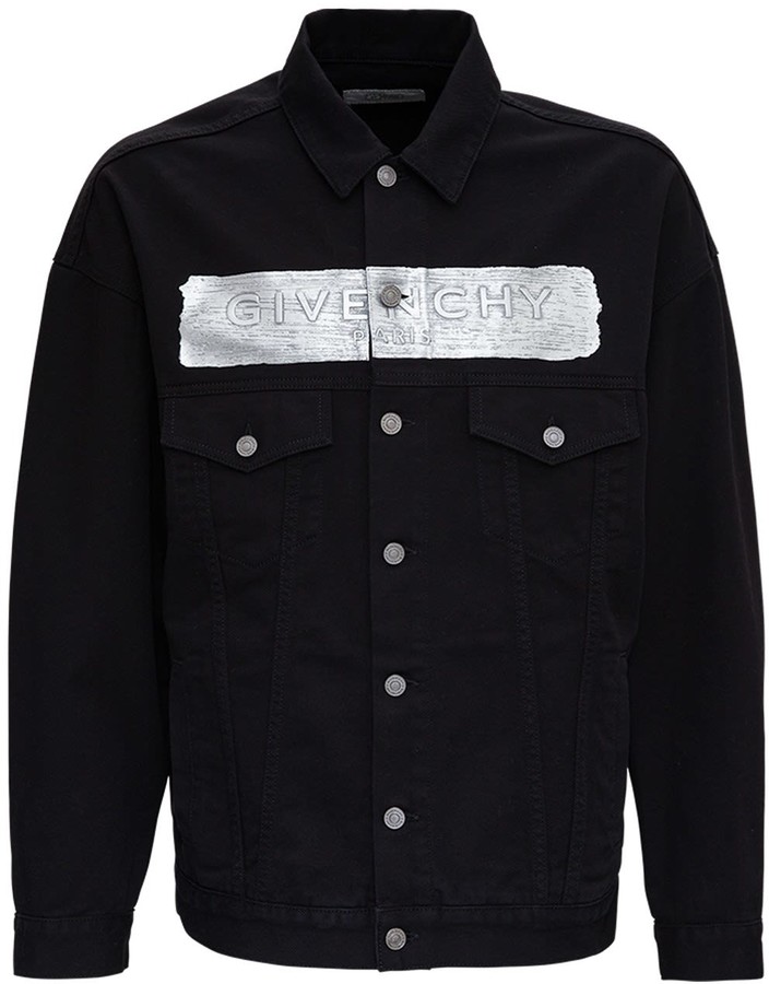 Givenchy Denim Jacket With Metallic Latex Logo Detail - ShopStyle Outerwear