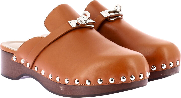 Hermes Carlotta leather mules & clogs - ShopStyle