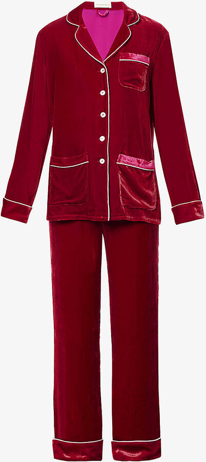 Olivia von Halle Coco velvet pyjamas - ShopStyle Pajamas