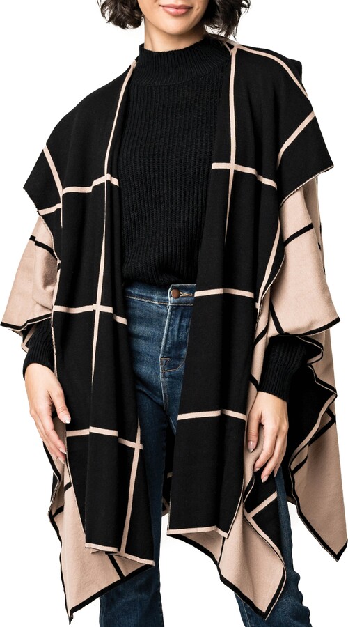 Gibson Double Knit Checkered Cape - ShopStyle