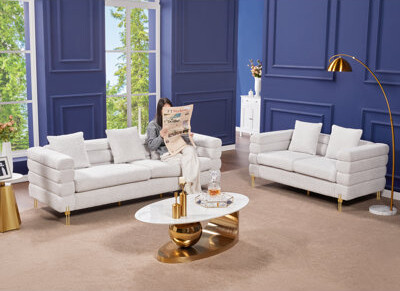 Amerlife Sofa 2 Piece Sofa And Loveseat Set Oversize Boucl Sofa Couch