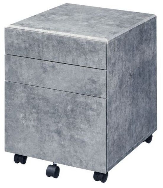 cadeninc 18 in. White /Black/Weathered Oak/Faux Concrete and Silver ...