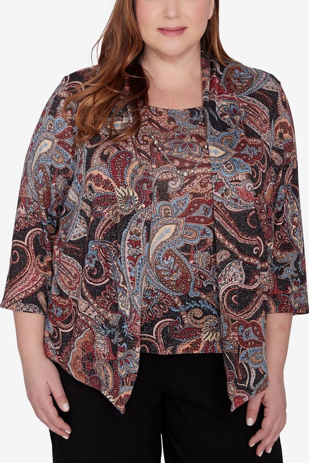 Alfred Dunner Plus Size Classic Paisley Two in One Top - ShopStyle
