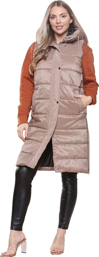 TORO ACTIVA Women Quilted Longline Gilet Puffer Jacket Hooded Zip Up Bodywarmer Vest Padded ...