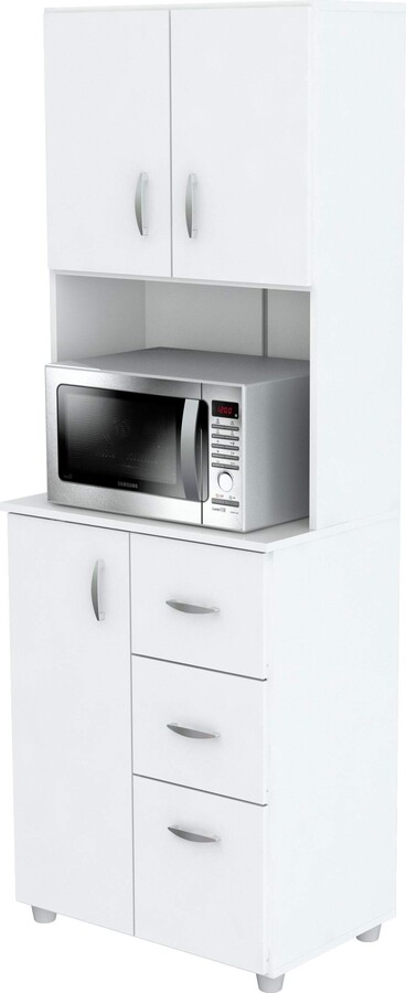 Inval Kitchen Microwave Storage Cabinet with Adjustable Shelves and 3 ...