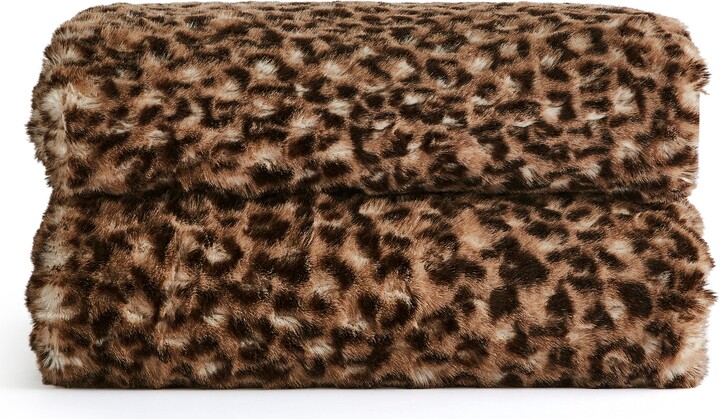 Dunelm Leopard Print Faux Fur Throw 130cm x 180cm Leopard (Brown ...