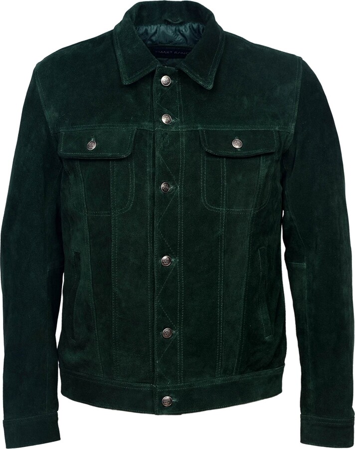 Smart Range Leather 'Trucker' Men's Green Suede 1280 Classic Real ...