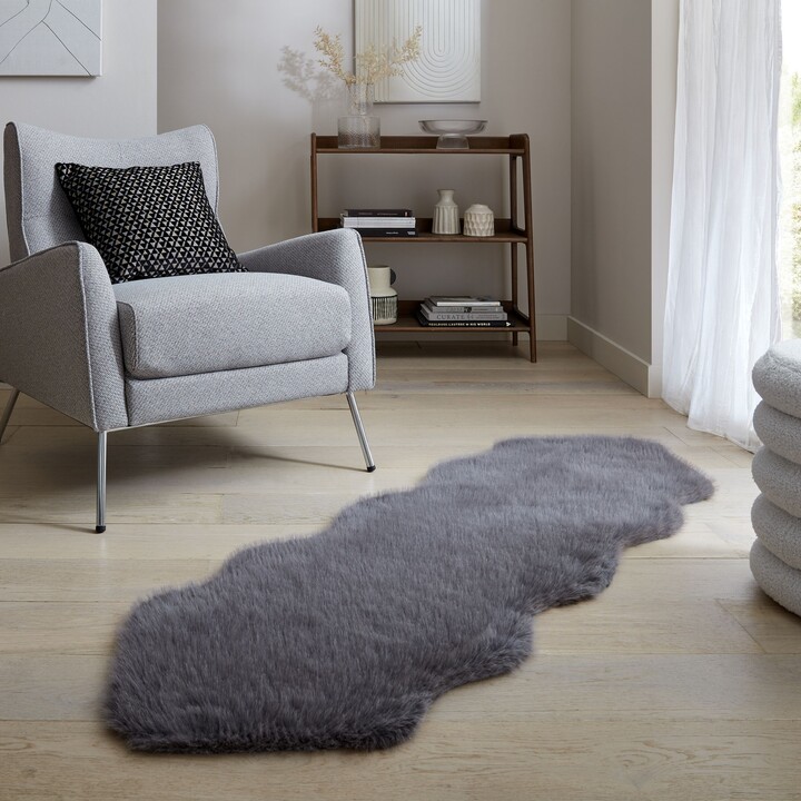 Dunelm Whistler Faux Fur Double Pelt Rug Grey - ShopStyle