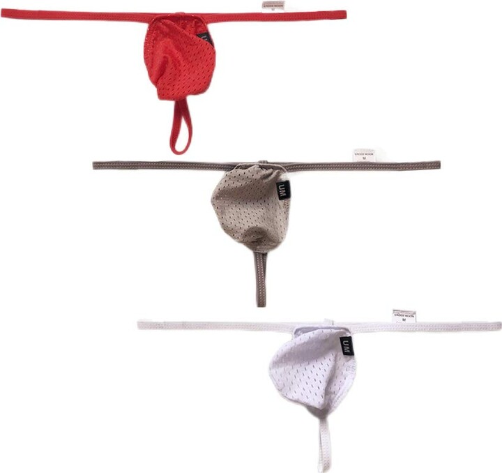 ADAHOP Men's Thong Men's Thin String Underwear Micro Mesh Nylon T-Back ...