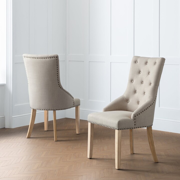 Dunelm Loire Set of 2 Button Back Dining Chairs, Linen Natural - ShopStyle