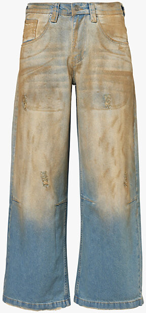 Jaded London Mens Black Colossus mud-wash relaxed-fit wide-leg jeans 38 ...