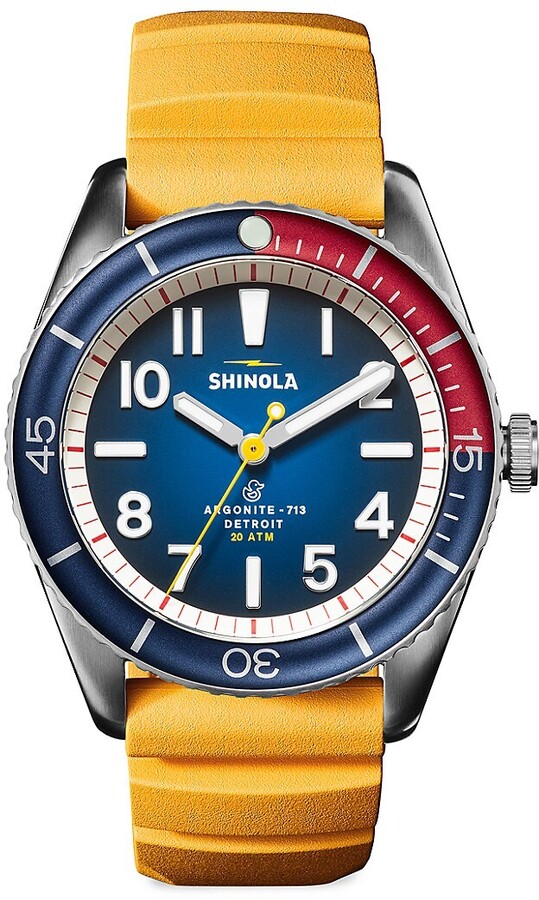 Shinola Duck Degrade Dial Stainless Steel Rubber-Strap Watch - ShopStyle