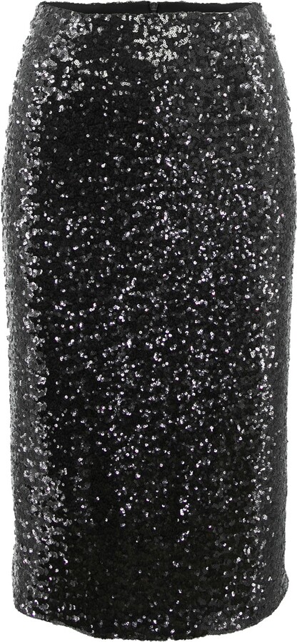 Noria Anis - Glitz Sequined Midi Pencil Skirt In Black - ShopStyle