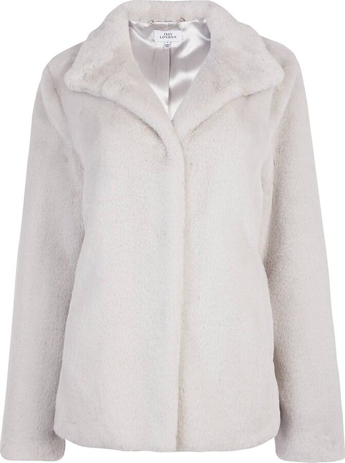 ISSY LONDON - Ava Faux Fur Coat Soft Grey - ShopStyle