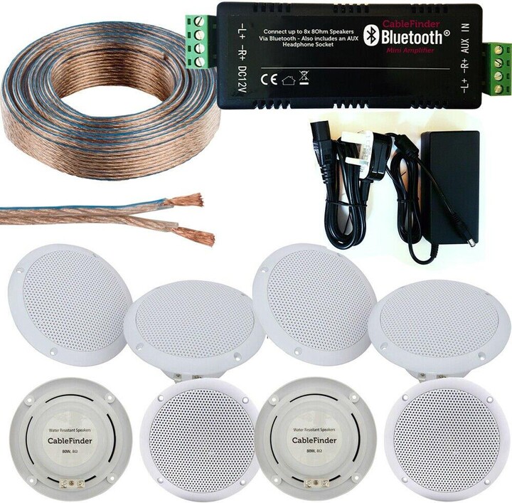 Loops Wireless Bluetooth Amplifier & 8x 80W Ceiling Speaker Kit Home Hi ...