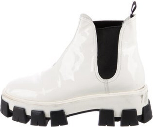 Prada Patent Leather Chelsea Boots - ShopStyle